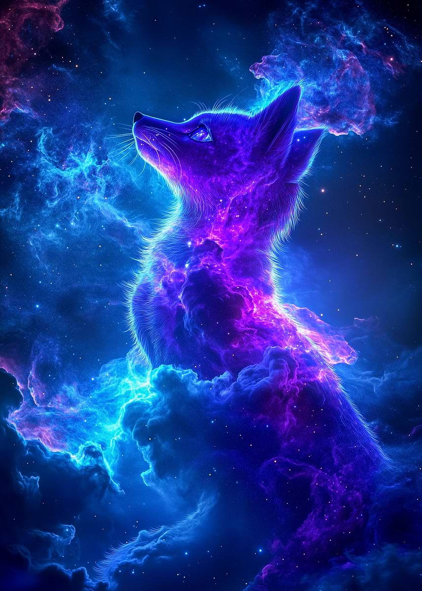 'Cosmic Magic Space Fox' Poster, picture, metal print, paint by ...