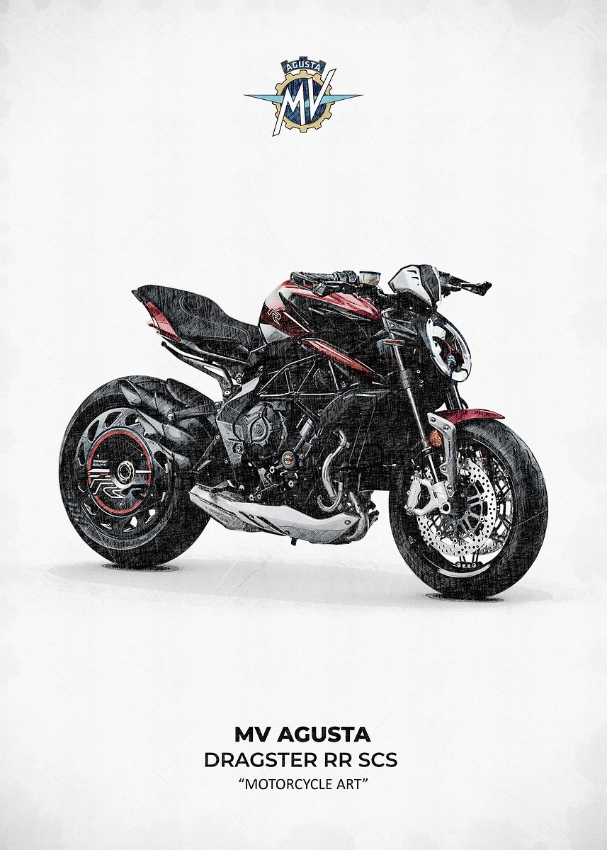 'MV Agusta Dragster RR SCS Motorcycle Art corner side' Poster, picture ...