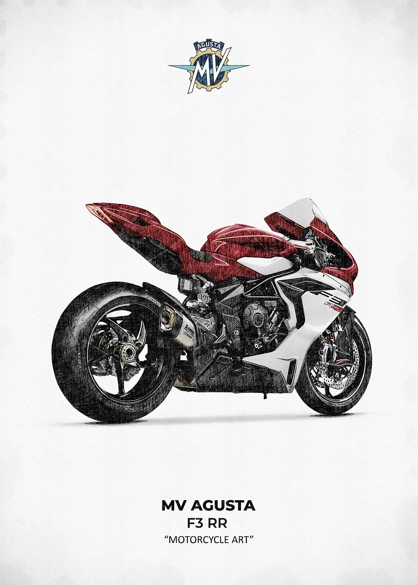 'MV Agusta F3 RR Motorcycle Art 2025 back side' Poster, picture, metal ...