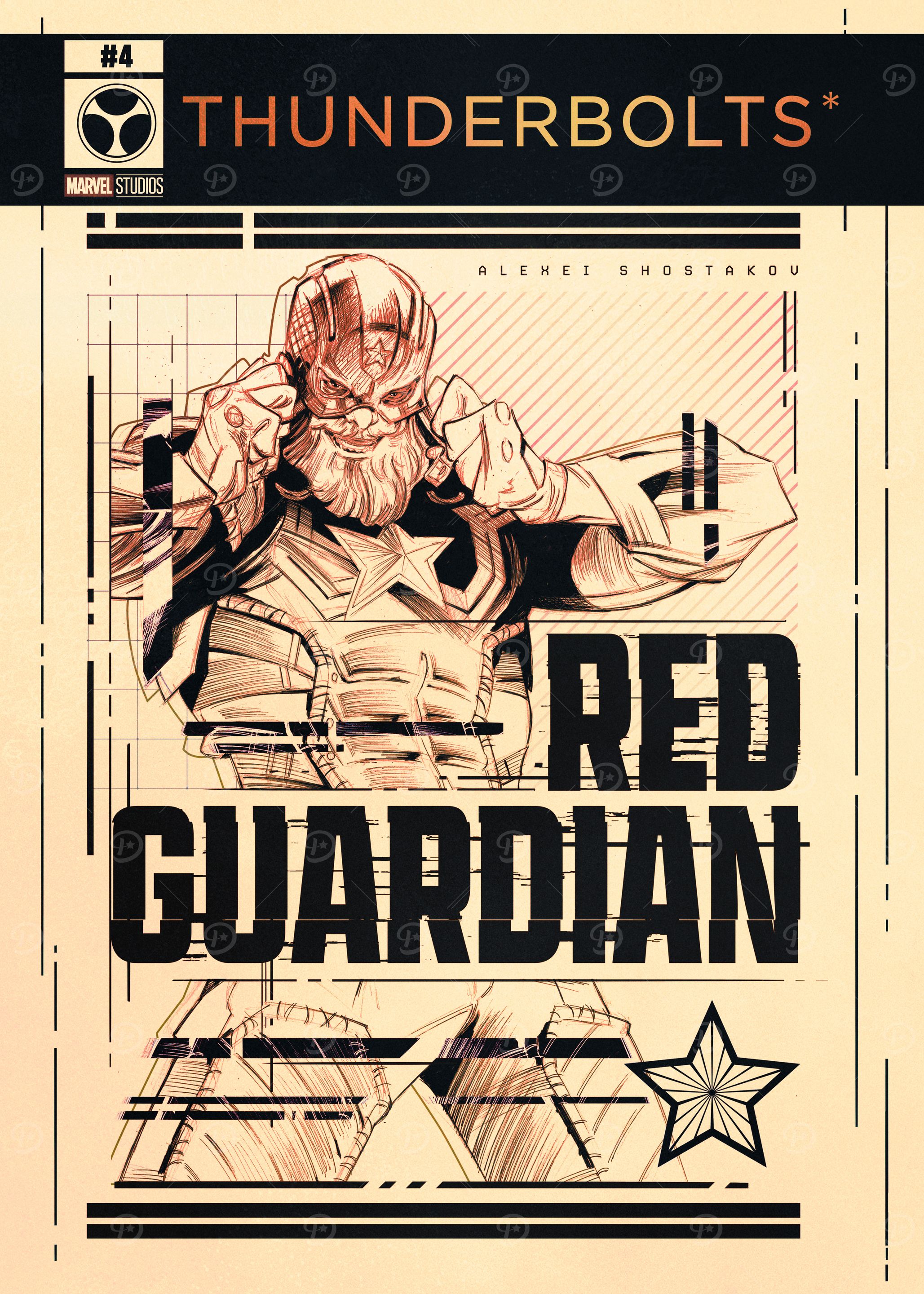 'Red Guardian Thunderbolts' Poster, picture, metal print, paint by ...