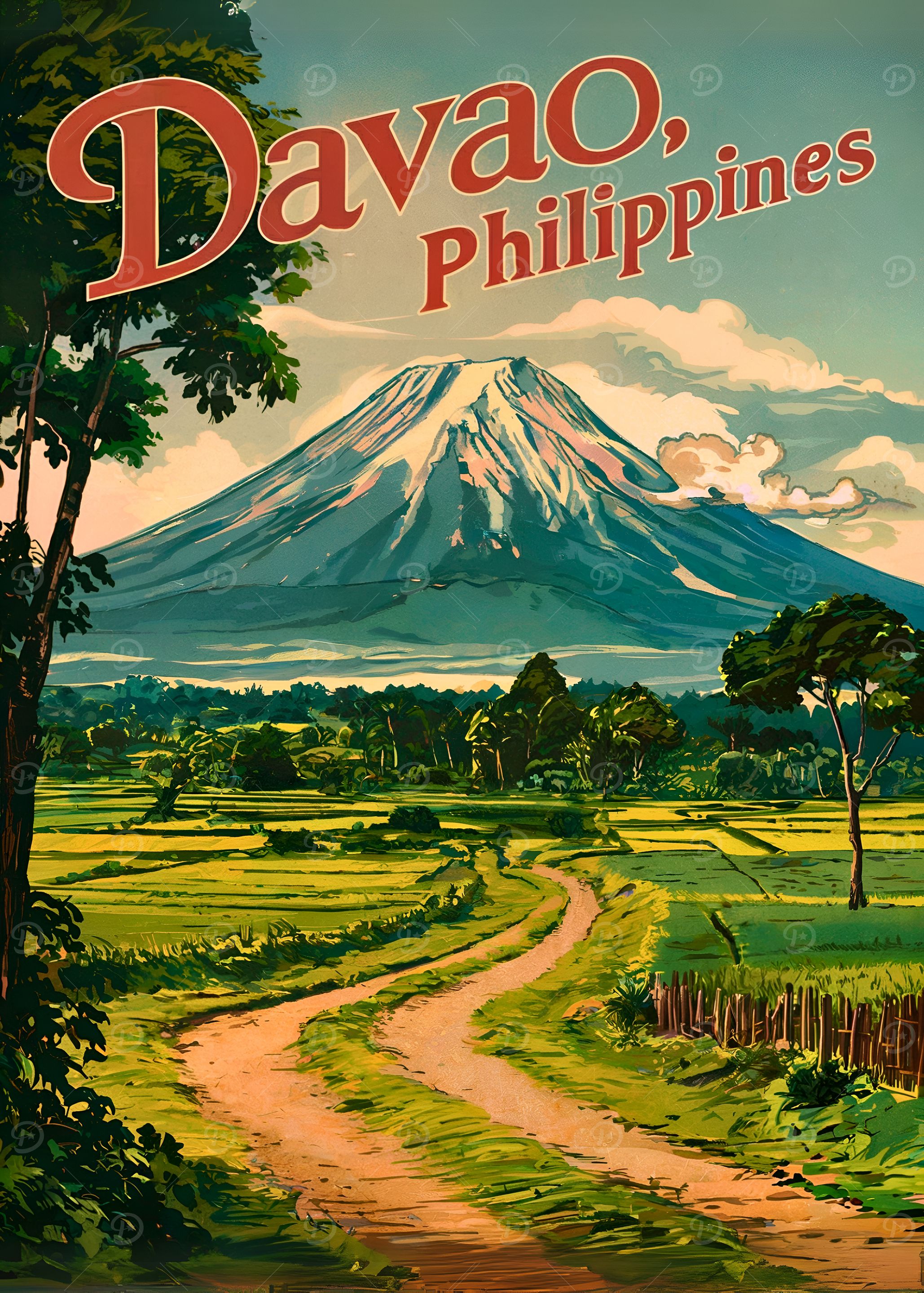 'Davao, Philippines Vintage Poster' Poster, picture, metal print, paint ...