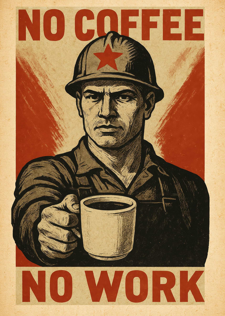 'No Coffee, No Work - Coffee for the class war' Poster, picture, metal ...