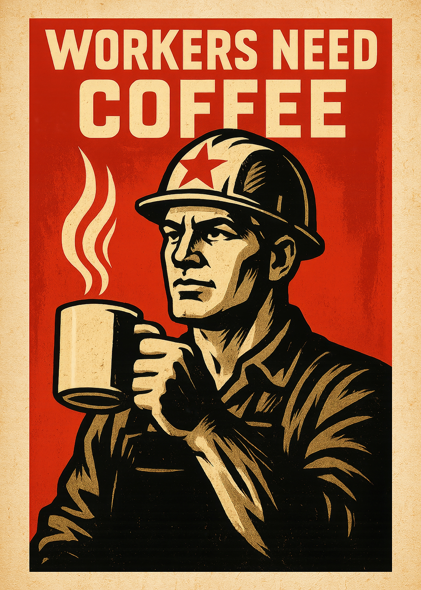 'Workers Need Coffee - Coffee for the class war' Poster, picture, metal ...