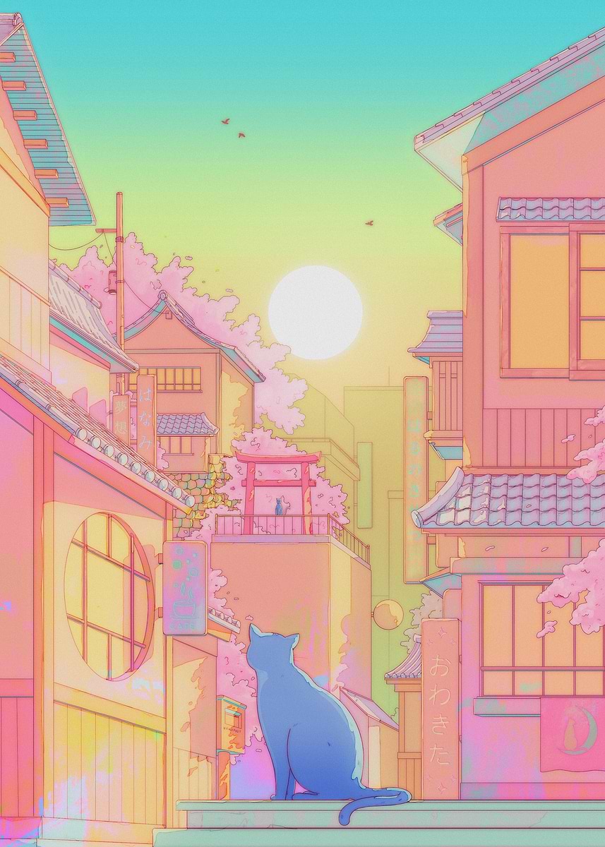 'Hanami' Poster, picture, metal print, paint by Elora Pautrat | Displate