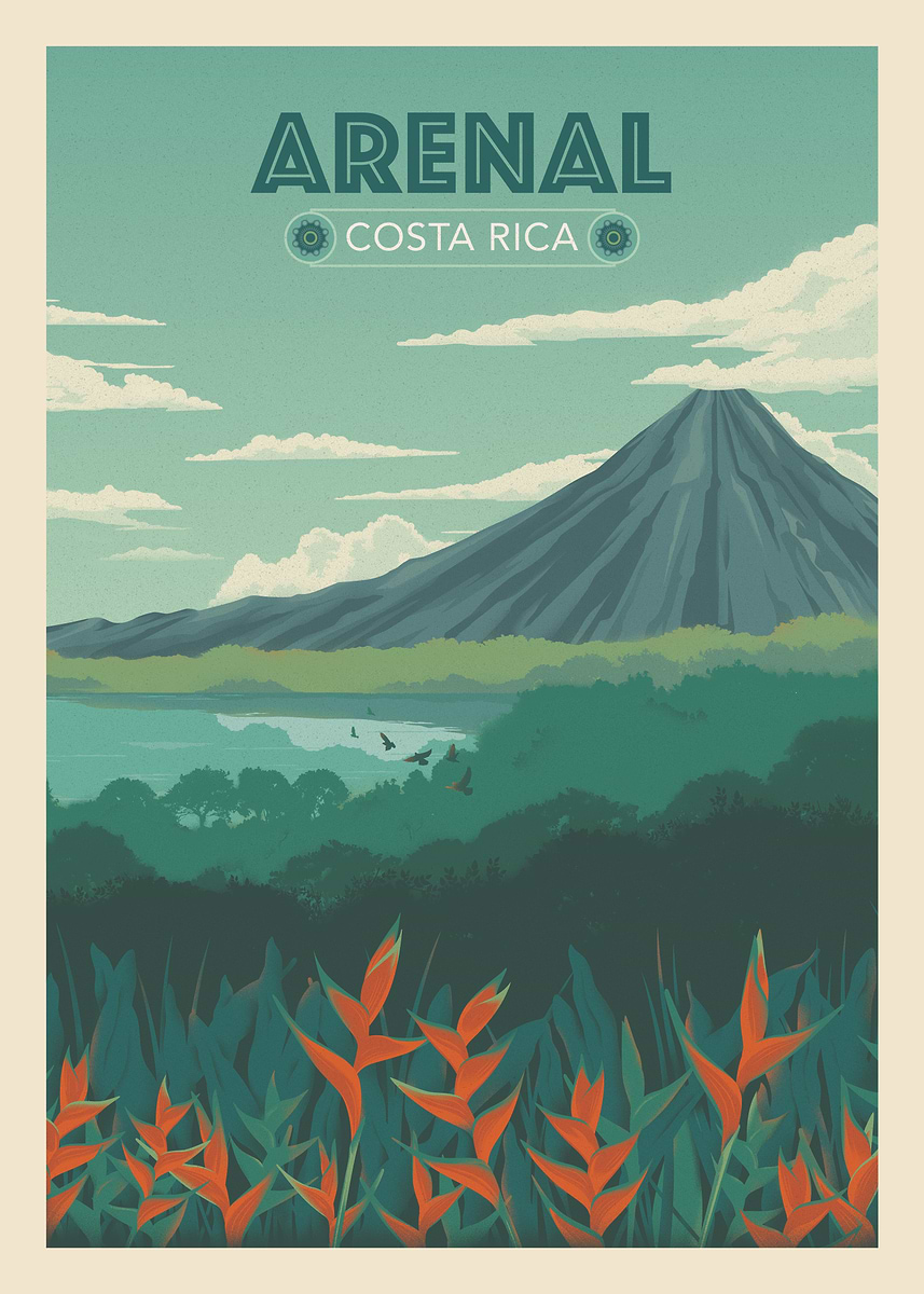 'Arenal Volcano, Costa Rica' Poster, picture, metal print, paint by ...