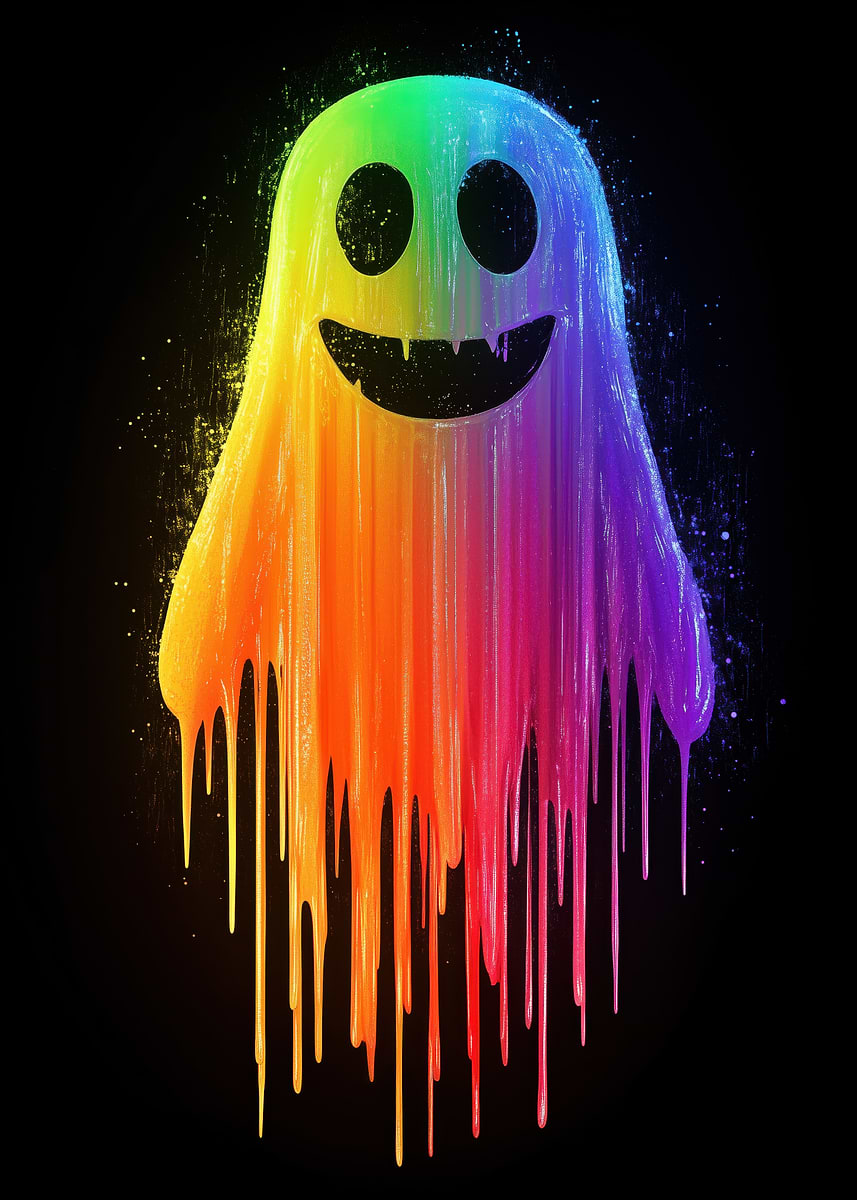 'Rainbow Dripping Ghost' Poster, picture, metal print, paint by Design ...