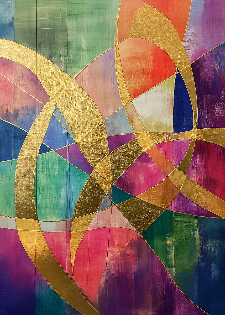 'Abstract Gold & Color' Poster, picture, metal print, paint by ...