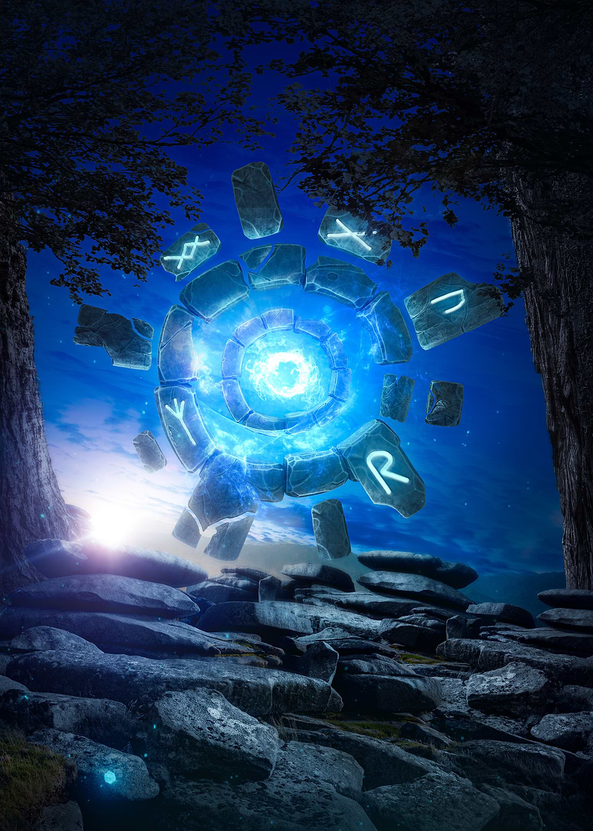 'Rune Circle' Poster, picture, metal print, paint by Shigure | Displate