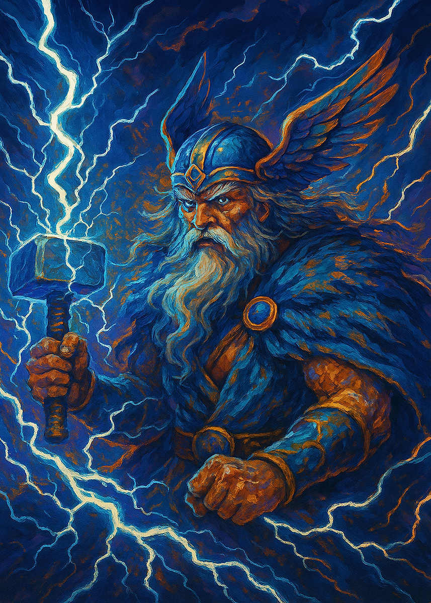 'Storm Odin: Ruler of Thunder and Wisdom' Poster, picture, metal print ...