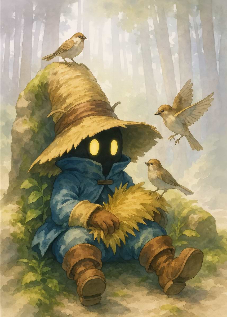 'Black Mage with Birds' Poster, picture, metal print, paint by durren ...