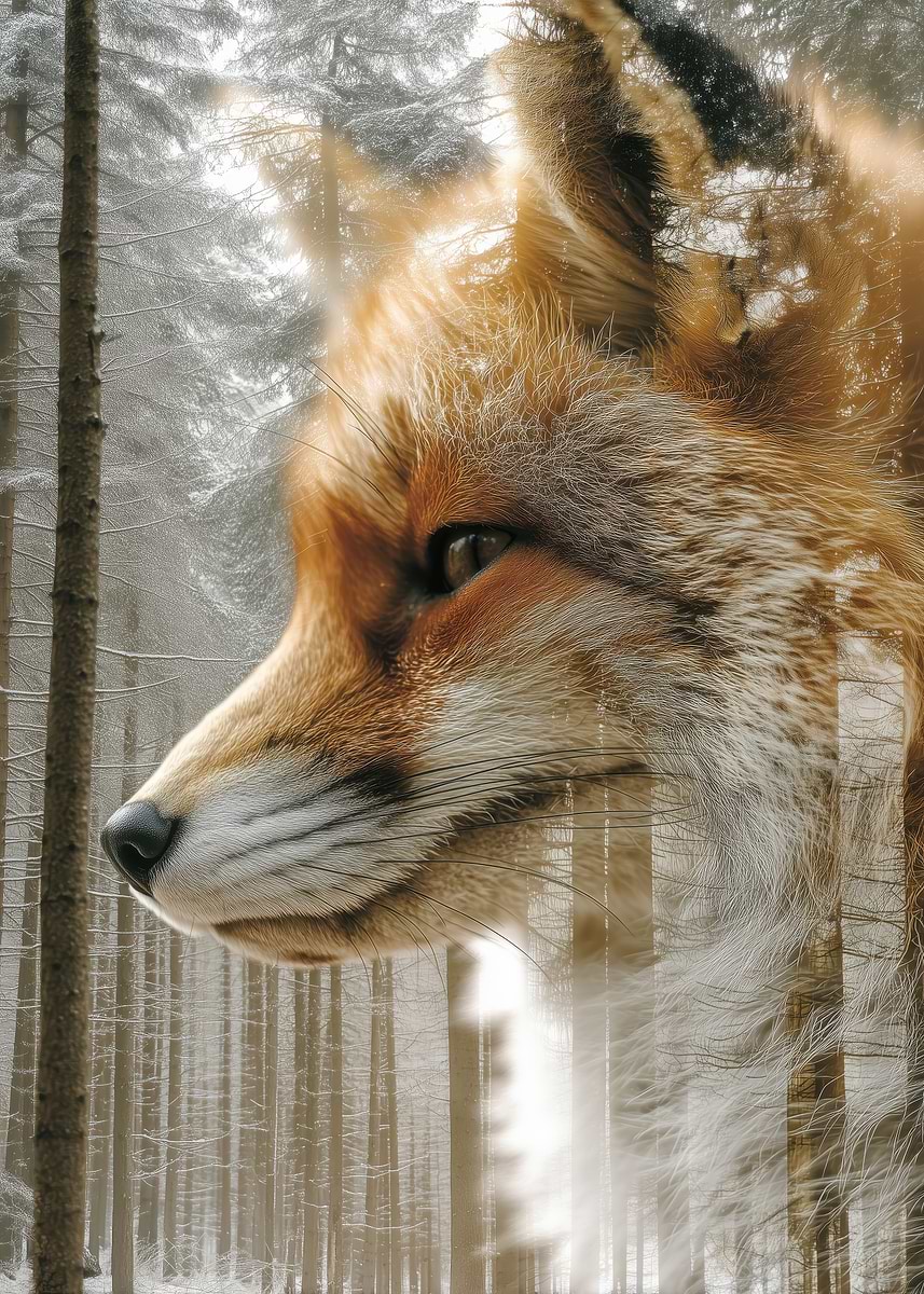 'Fox in Winter Forest' Poster, picture, metal print, paint by Design ...