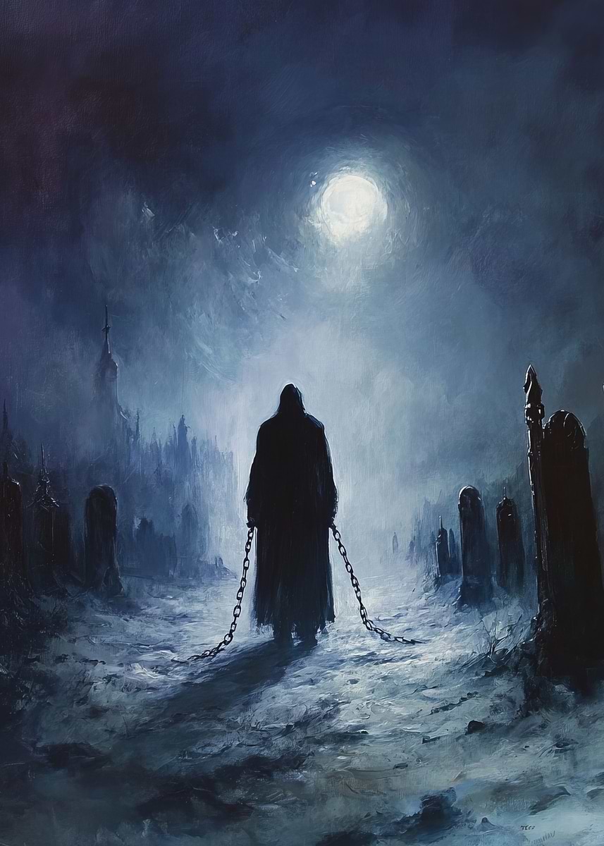 'Chained Figure in Graveyard' Poster, picture, metal print, paint by ...