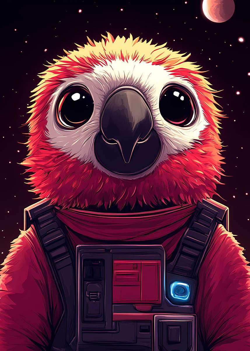 'Space Parrot Astronaut' Poster, picture, metal print, paint by Fábio ...