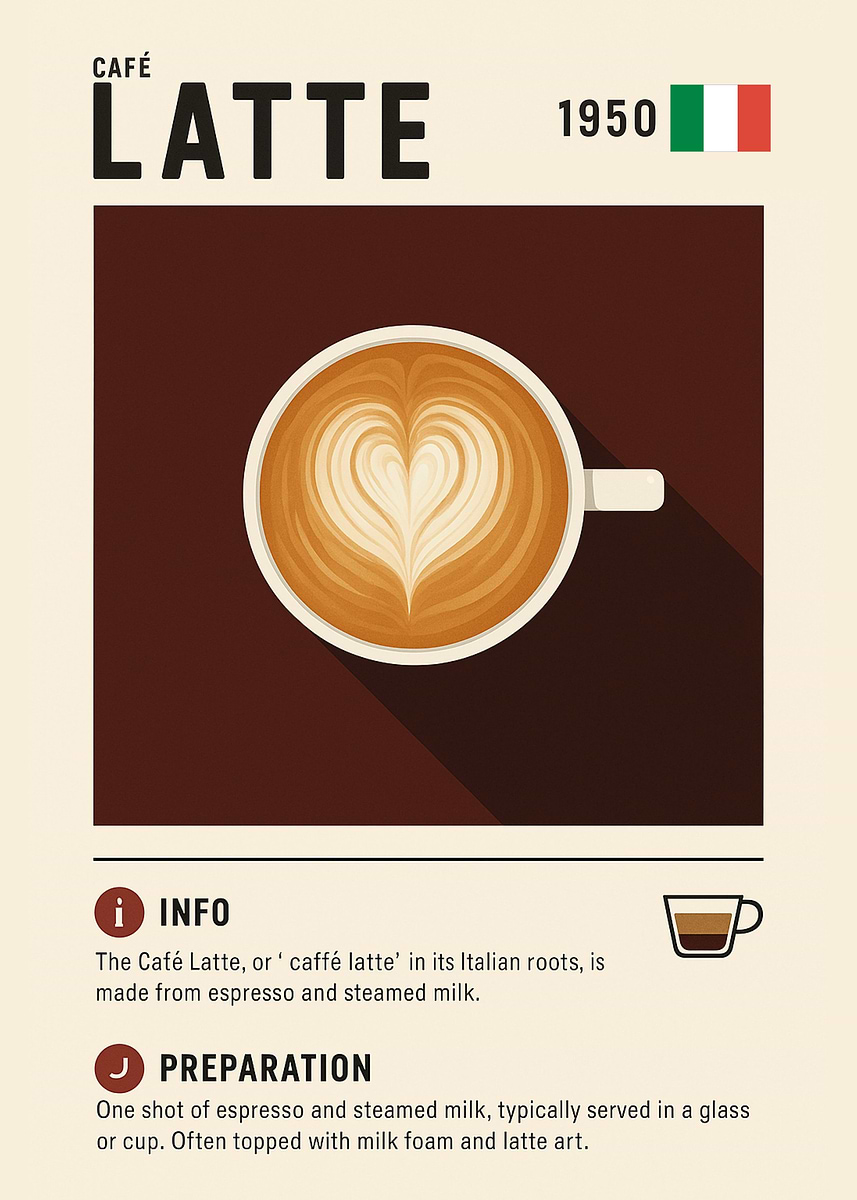 'Cafe Latte ' Poster, picture, metal print, paint by Artistwall | Displate