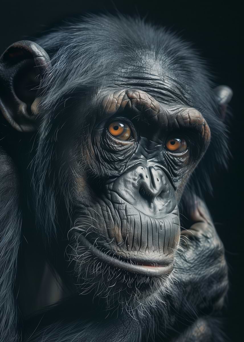 'Chimpanzee Portrait' Poster, picture, metal print, paint by Martin ...
