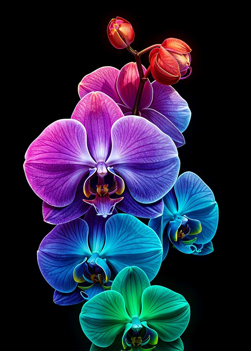 'Rainbow Orchid Bloom' Poster, picture, metal print, paint by ...