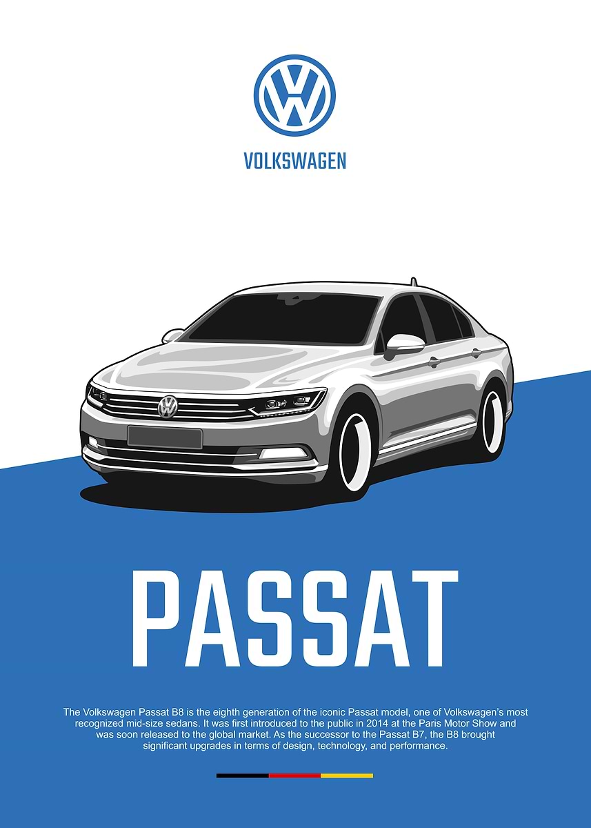 'Volkswagen Passat B8' Poster, picture, metal print, paint by ...