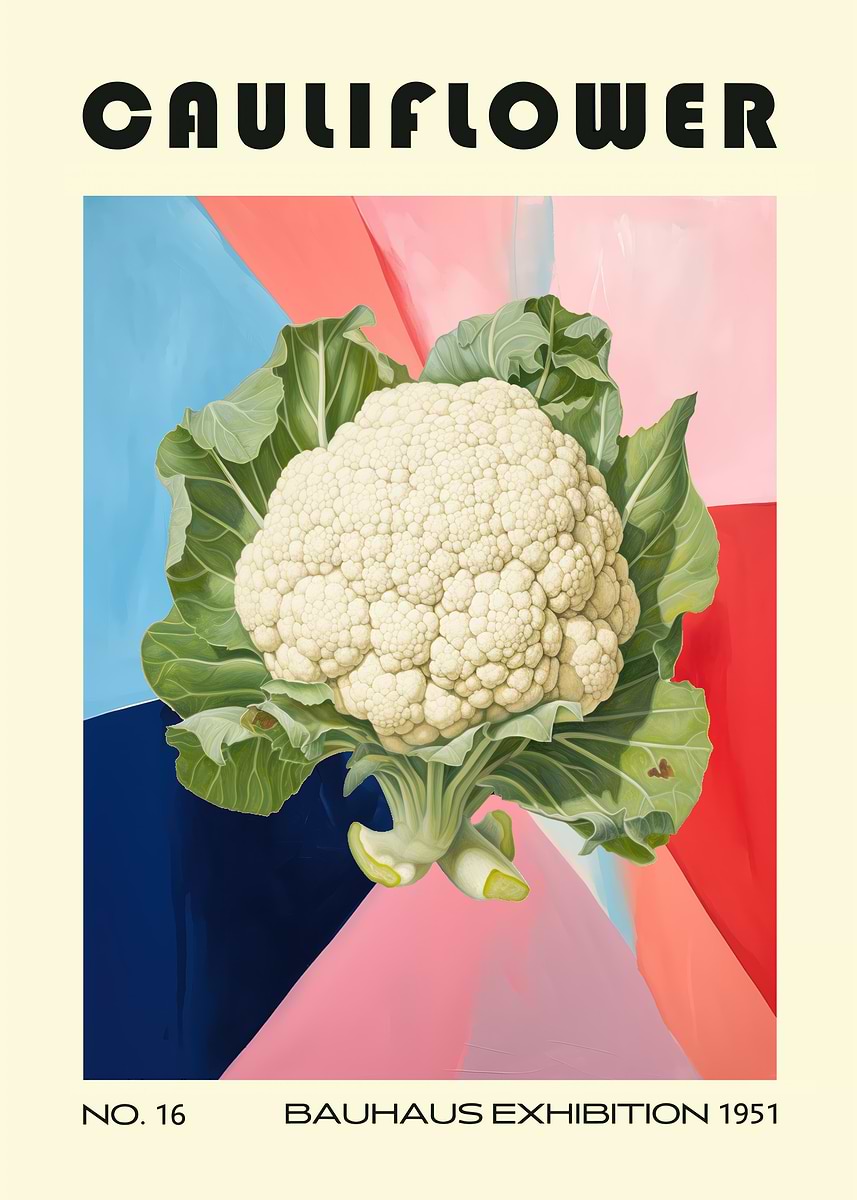 'Cauliflower Mid Century Food Kitchen' Poster, picture, metal print ...