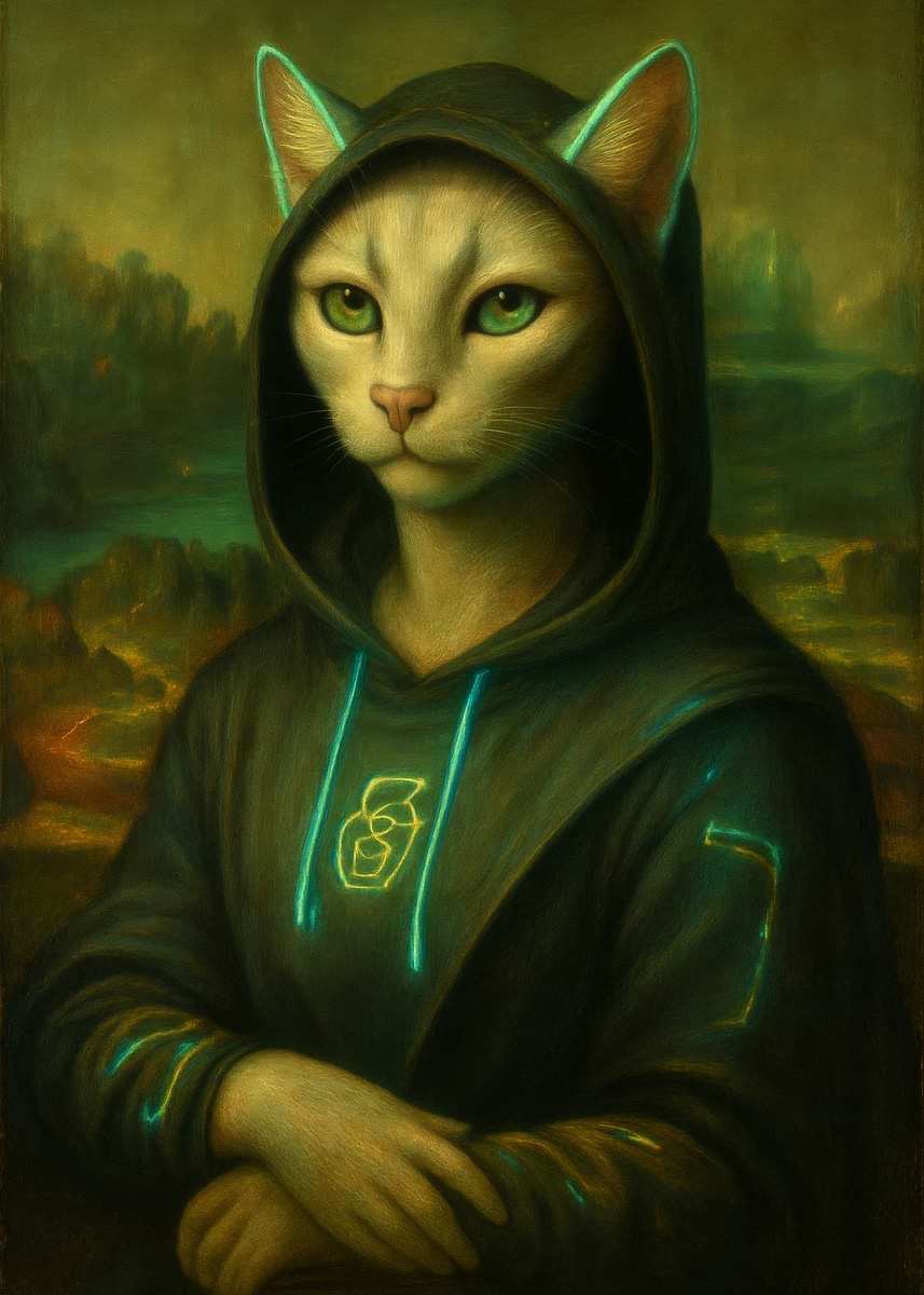'Cat Mona Lisa' Poster, picture, metal print, paint by Erik Lachance ...