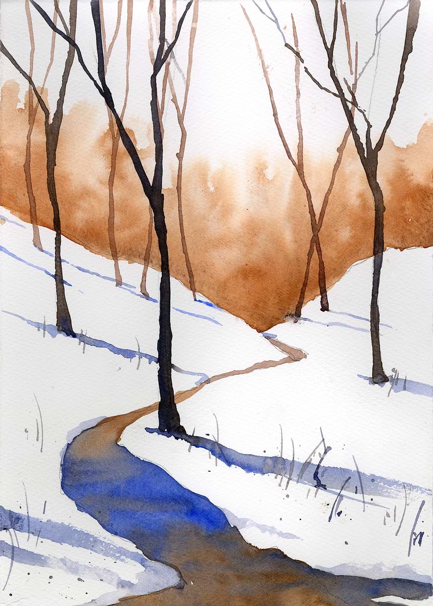 'Winter Woodland Path' Poster, picture, metal print, paint by Ryan Fox ...