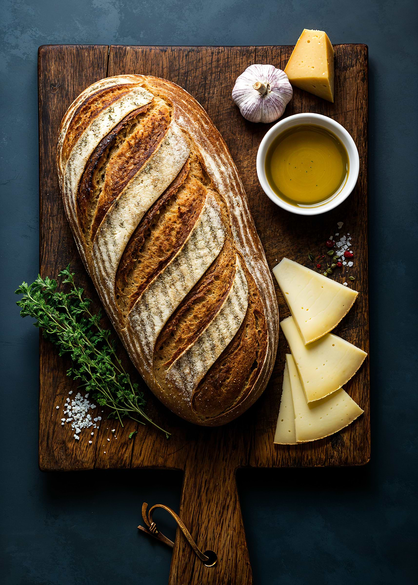 'Artisan Bread & Cheese Board' Poster, picture, metal print, paint by ...