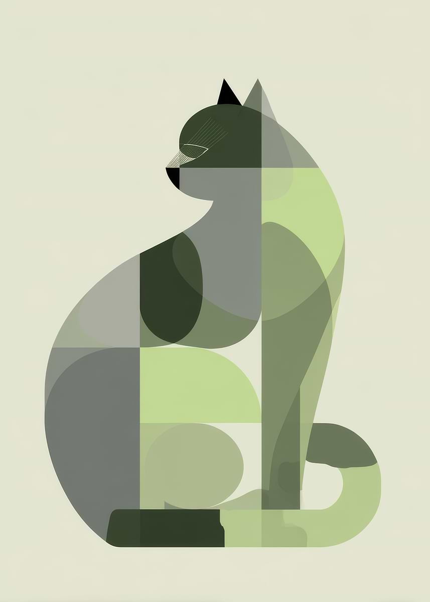 'Geometric Cat Illustration' Poster, picture, metal print, paint by ...