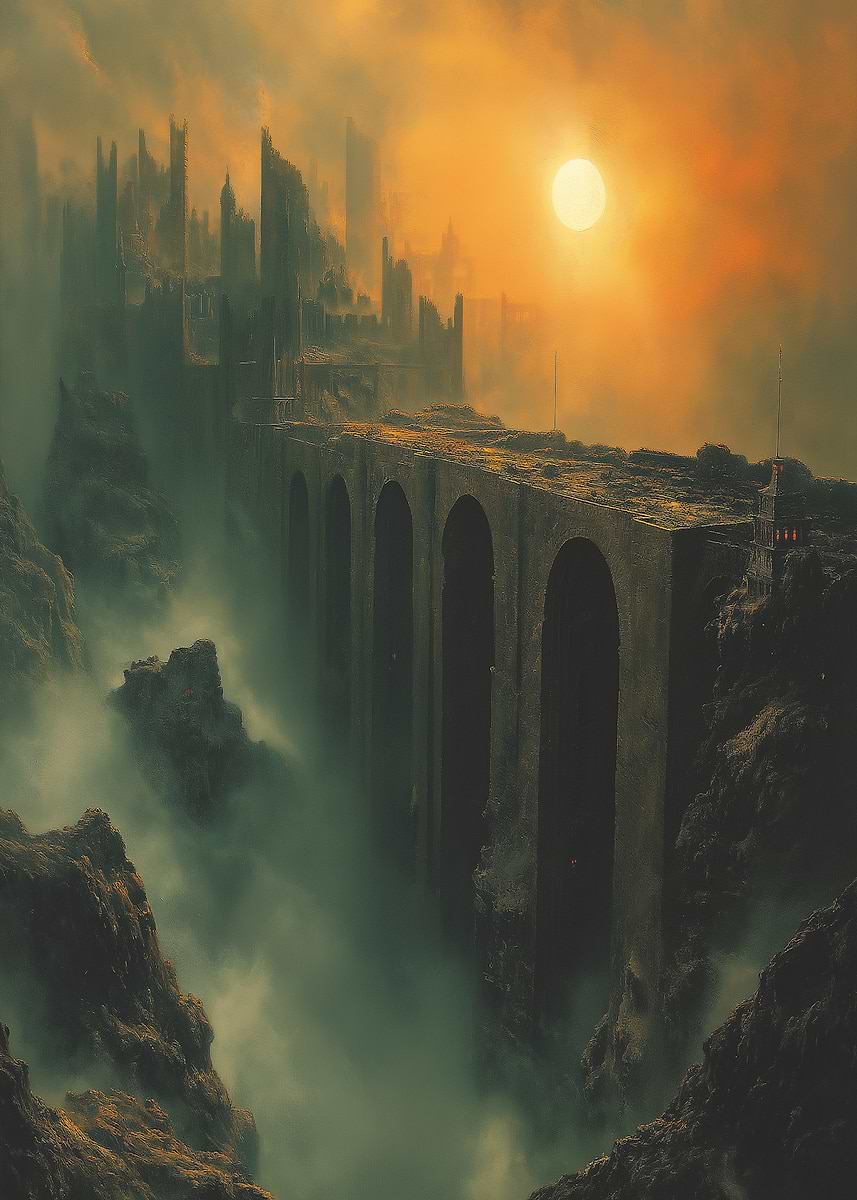 'Ruined City Bridge' Poster, picture, metal print, paint by Jakub ...