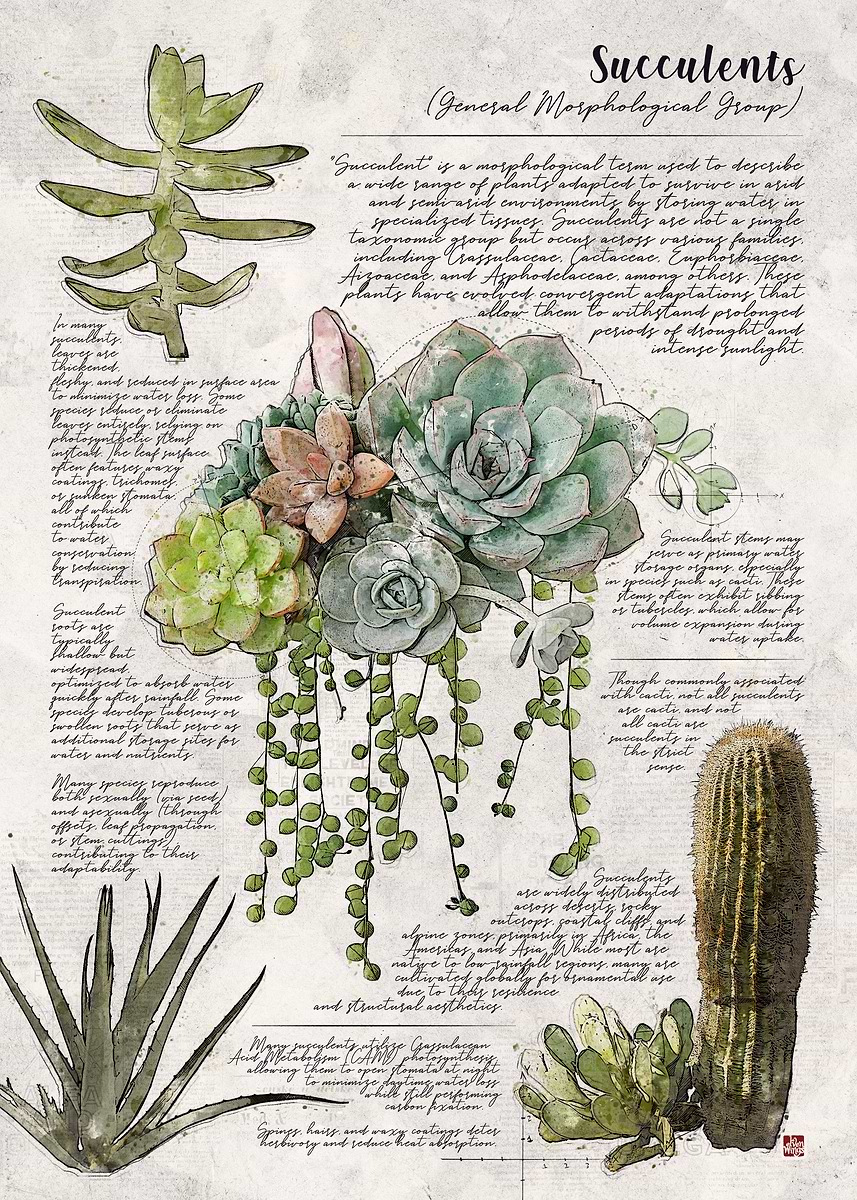 'Succulent Watercolor Illustration' Poster, picture, metal print, paint ...