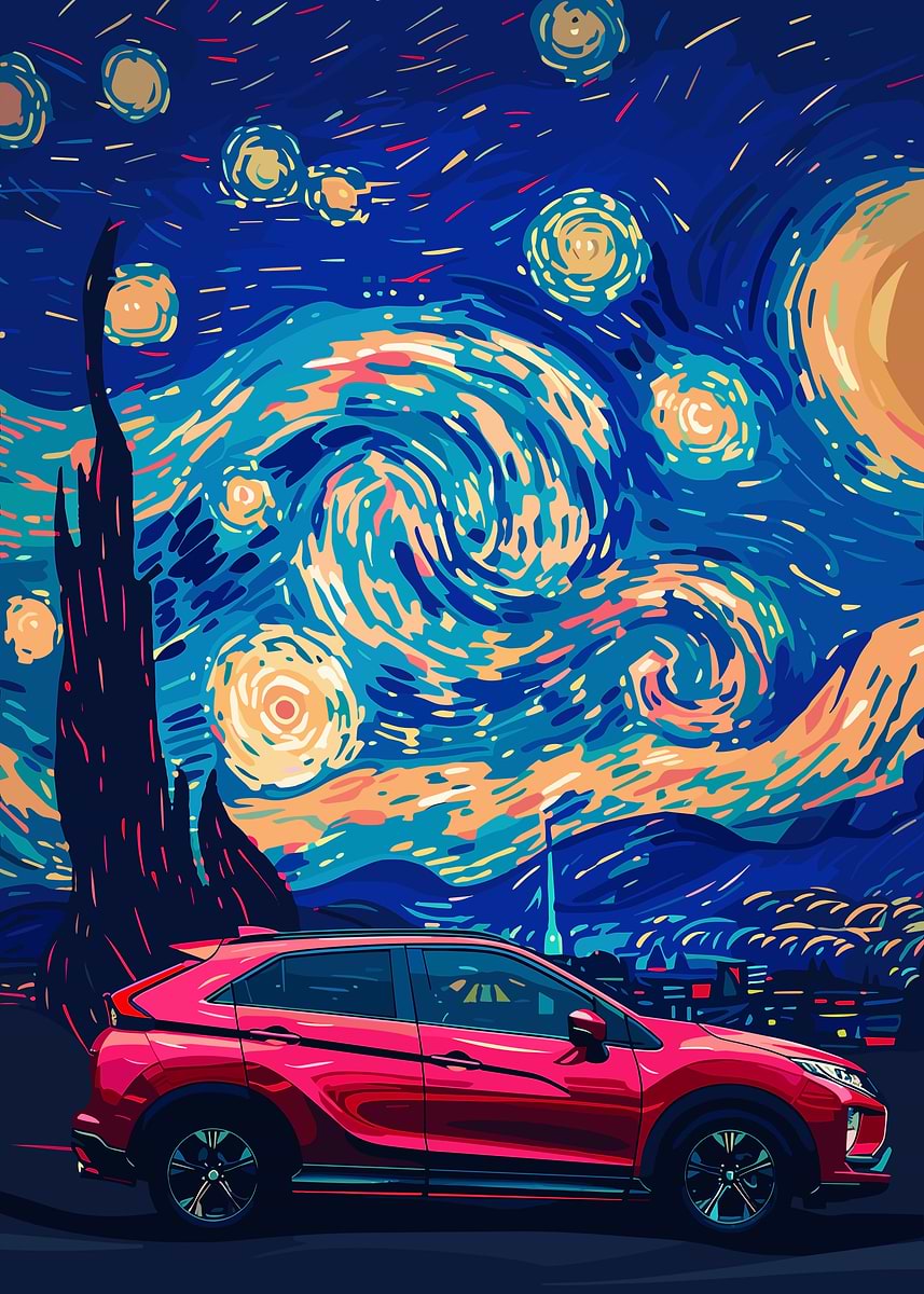 'Starry Night Car' Poster, picture, metal print, paint by Bennett ...