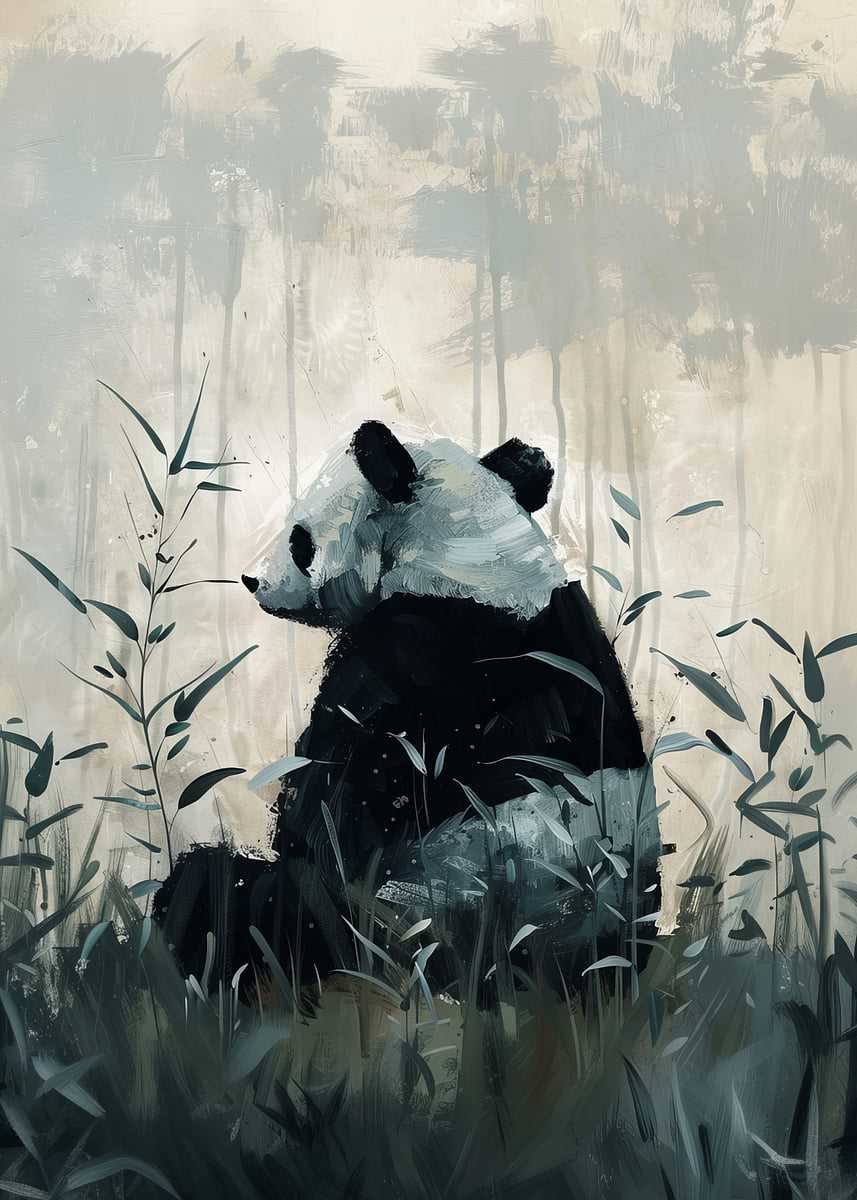 'Panda in Bamboo Forest' Poster, picture, metal print, paint by Tesiga ...