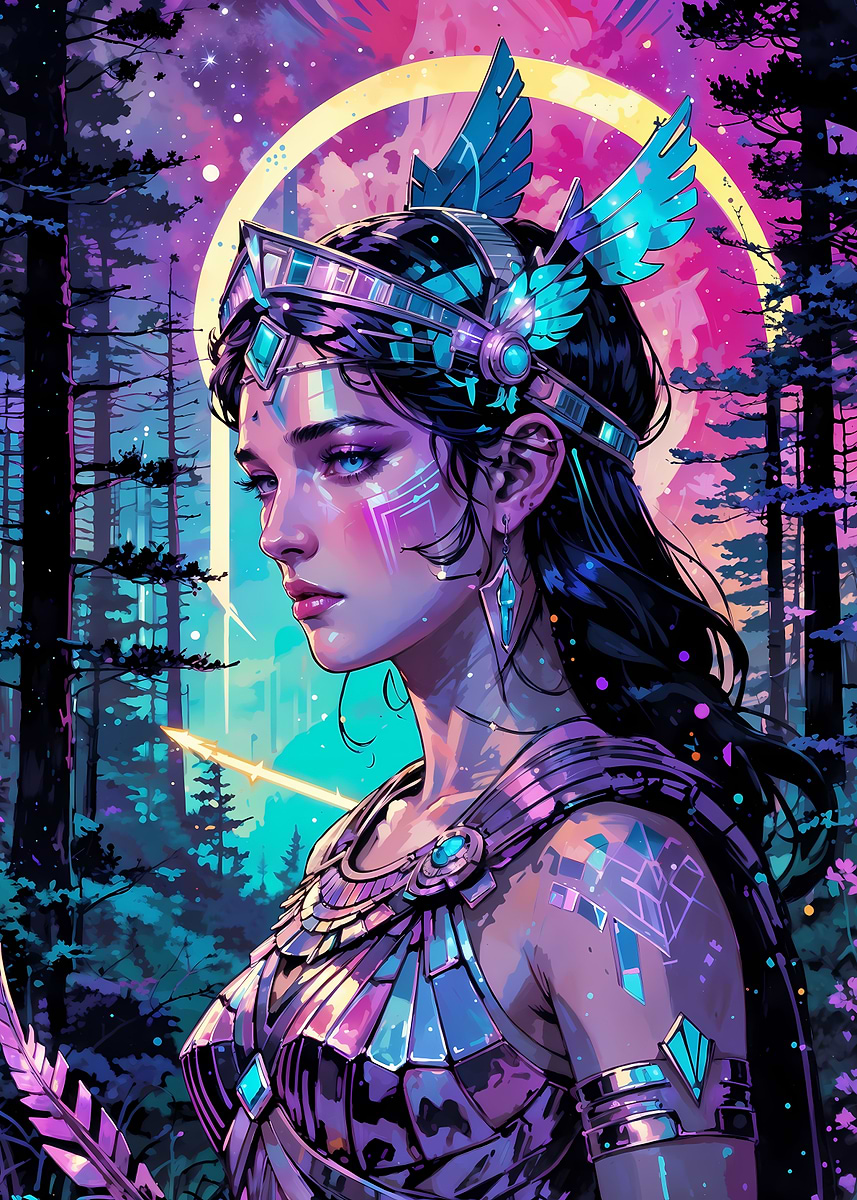 'Artemis: Lunar Huntress' Poster, picture, metal print, paint by ...