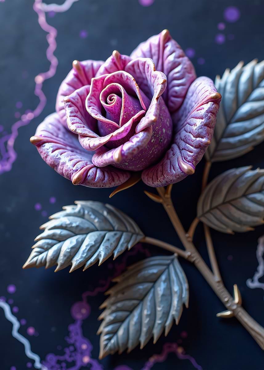 'Metallic Rose with Glittering Detail' Poster, picture, metal print ...