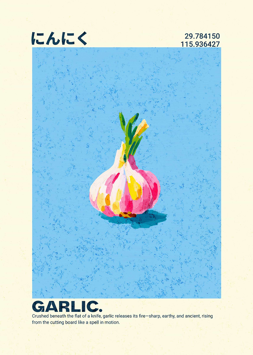 'GARLIC.' Poster, picture, metal print, paint by lunarthedot | Displate