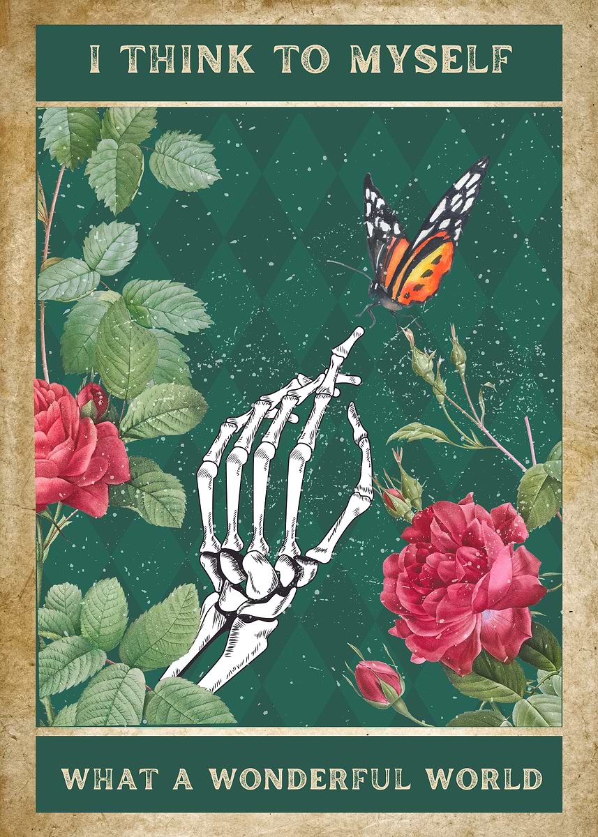 'Skeleton Hand & Butterfly' Poster, picture, metal print, paint by ...