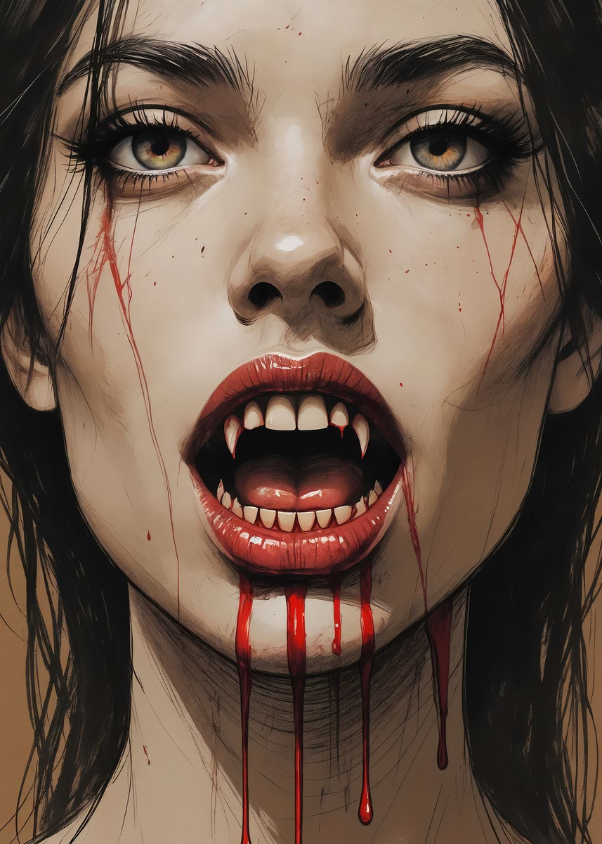 'gothic vampire girl' Poster, picture, metal print, paint by ...
