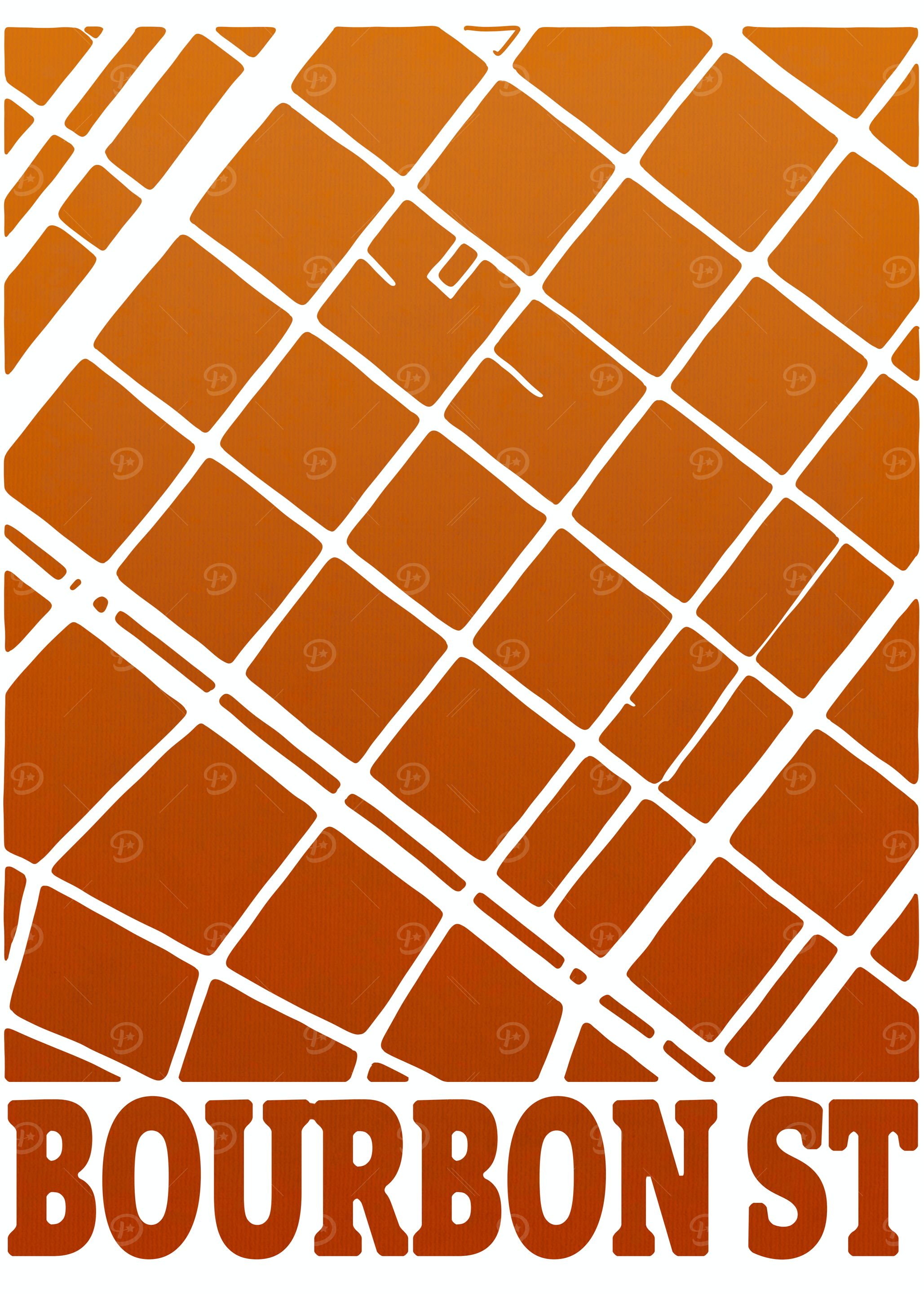 'Bourbon Street Map Art' Poster, picture, metal print, paint by ...