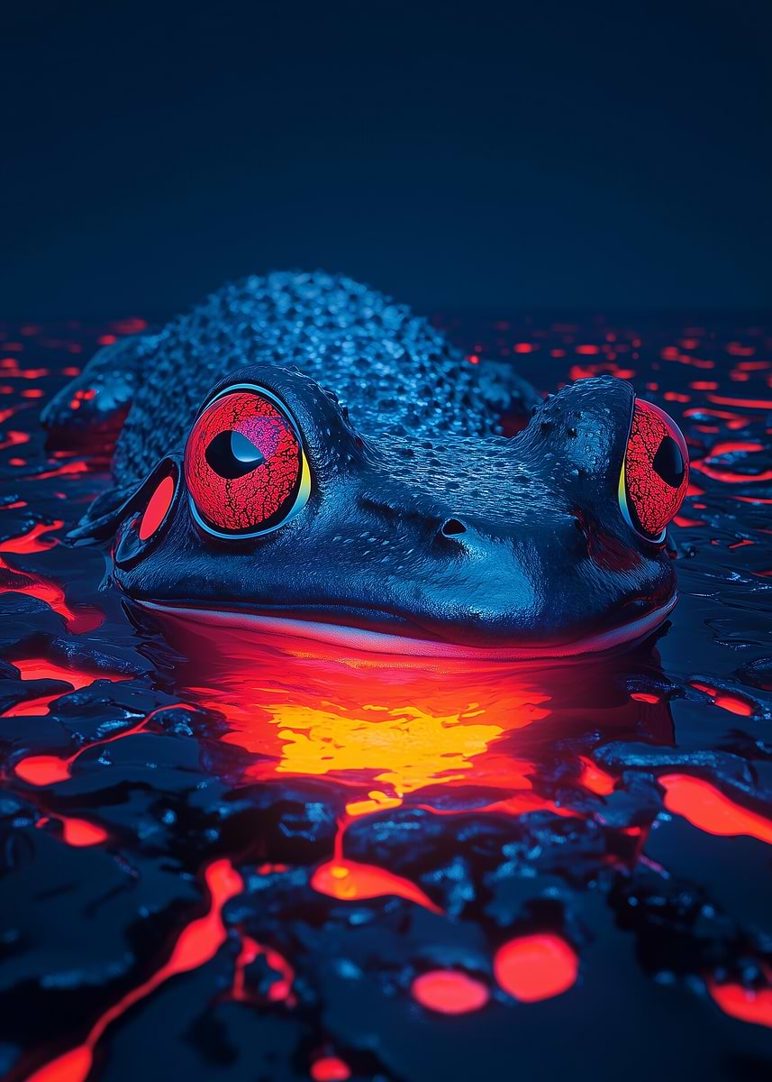 'Frog in Lava' Poster, picture, metal print, paint by dostiphotography ...