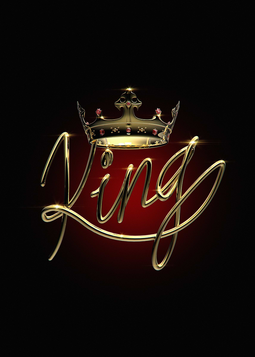 'Golden King Crown and Text' Poster, picture, metal print, paint by ...