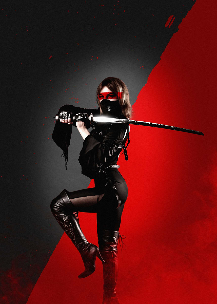 'Female Ninja with Katana' Poster, picture, metal print, paint by ...