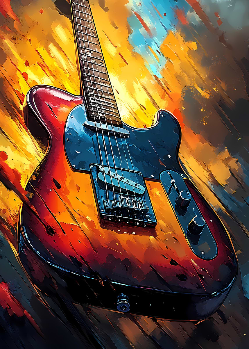 'Electric Guitar Abstract Painting Music' Poster, picture, metal print ...