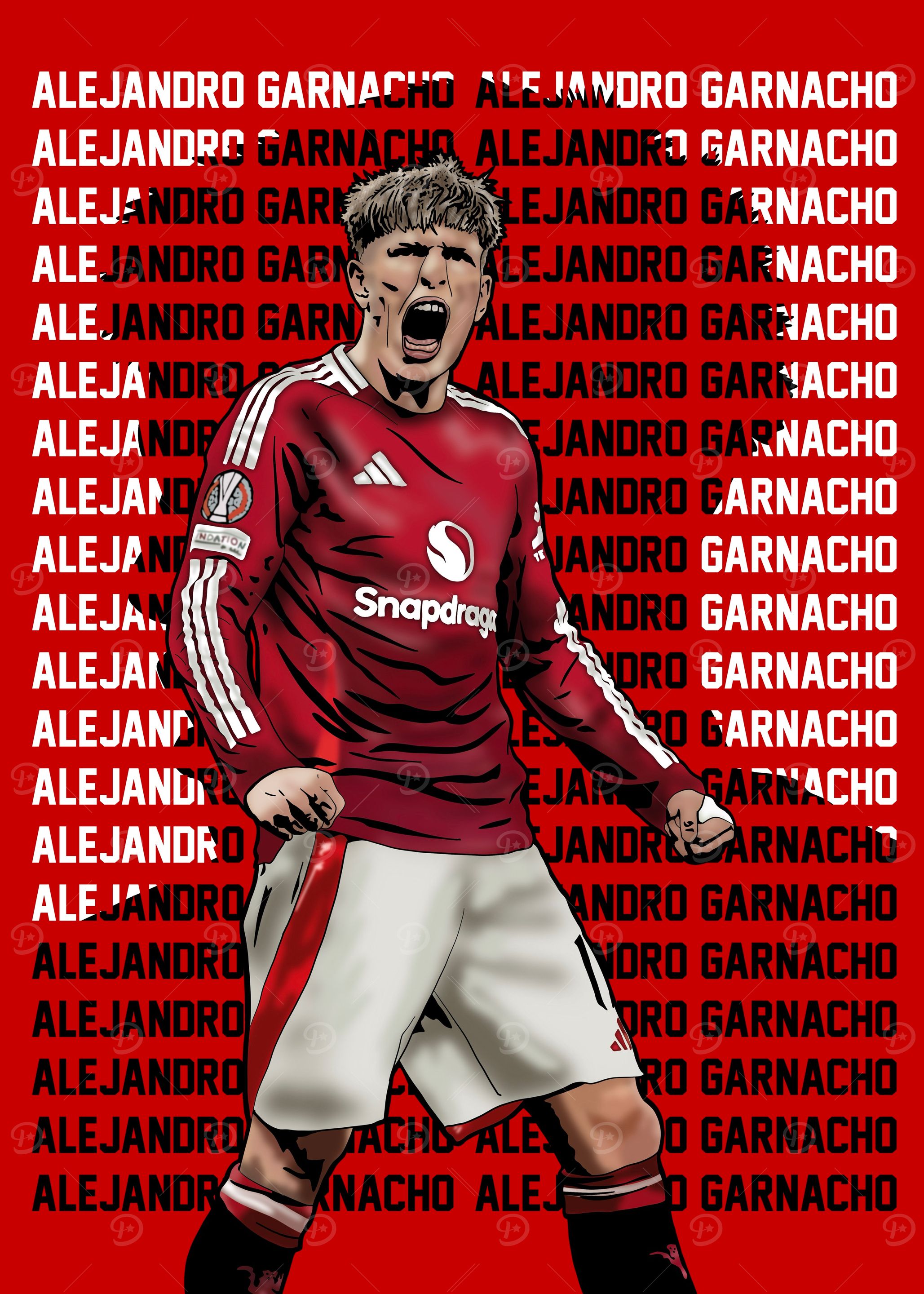'Alejandro Garnacho Illustration' Poster, picture, metal print, paint ...