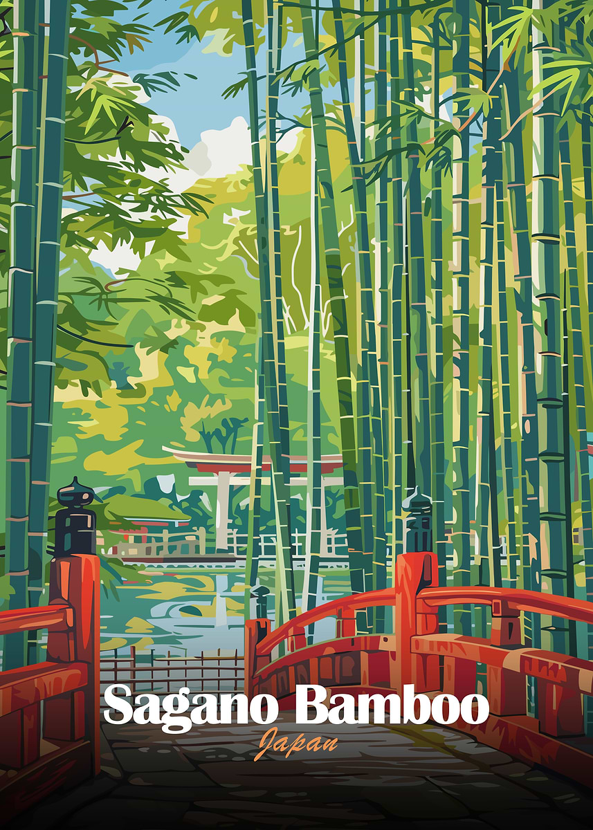 'Sagano Bamboo Forest, Japan' Poster, picture, metal print, paint by ...