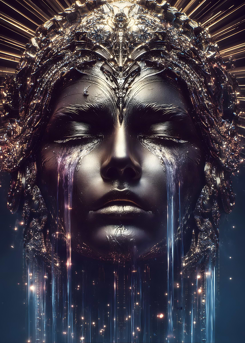 'Crying Goddess with Golden Crown' Poster, picture, metal print, paint ...