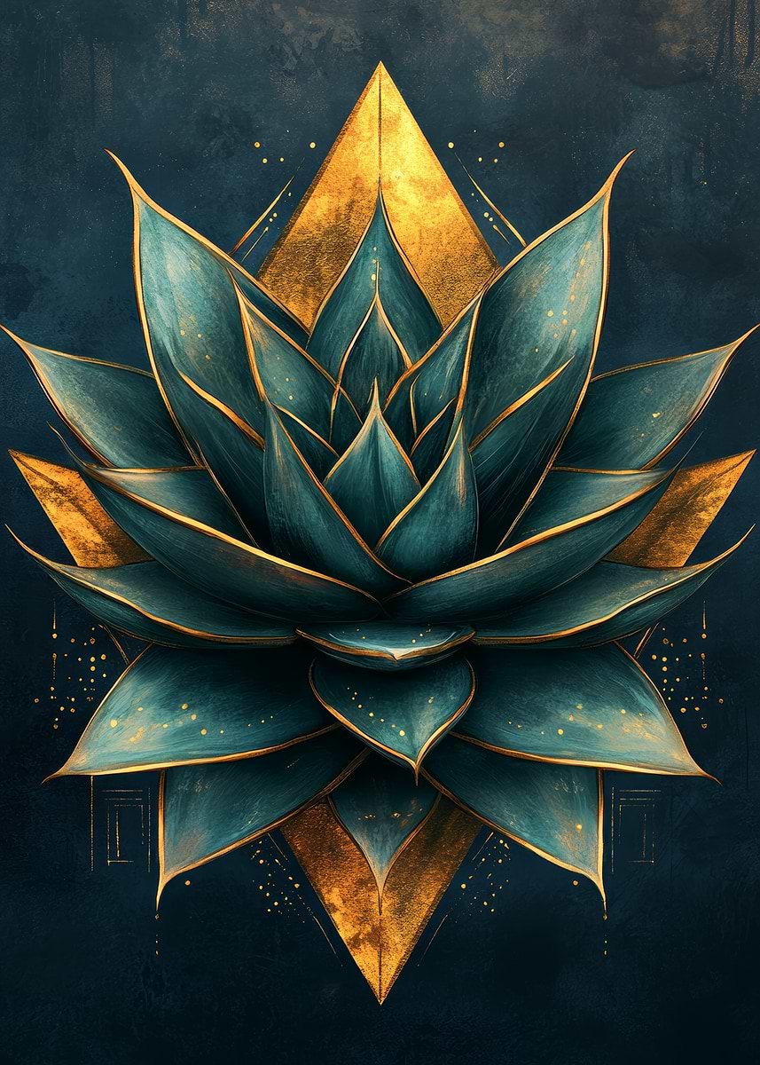 'Geometric Art Deco Aloe Design | Botanical Wall Art' Poster, picture ...