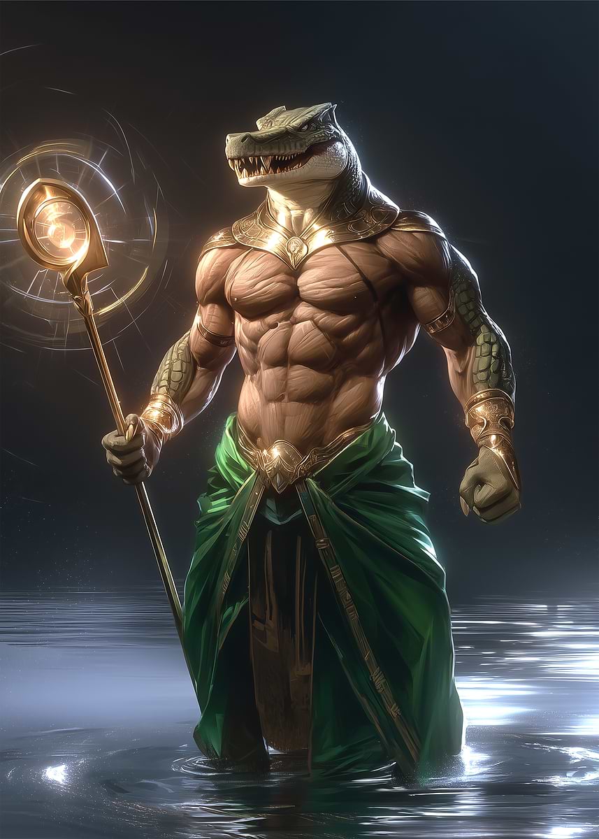 'Sobek: Crocodile God' Poster, picture, metal print, paint by Lupercal ...