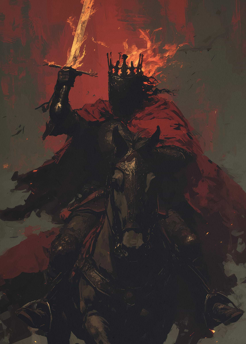 'Dark Knight Horseback Sword' Poster, picture, metal print, paint by ...