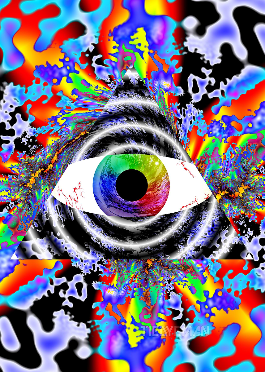 ''Psychedelic Eye Splash Triangle' Fractal Art Poster' Poster, picture ...