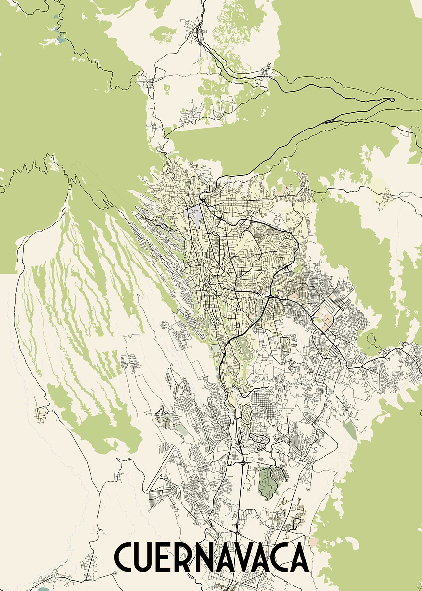 'Cuernavaca City Map' Poster, picture, metal print, paint by Sam Kal ...
