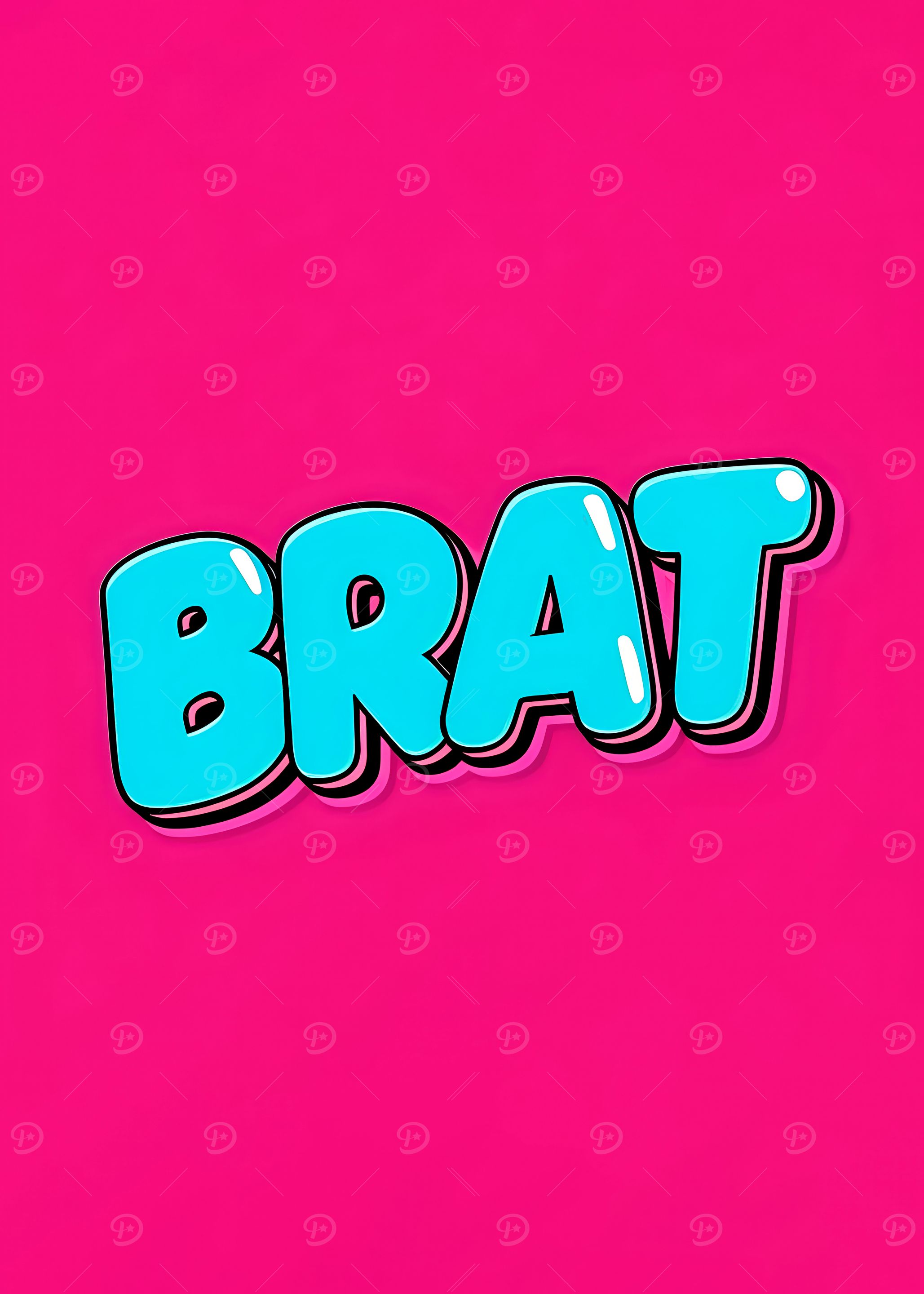 'Brat Text Art on Pink Background' Poster, picture, metal print, paint ...
