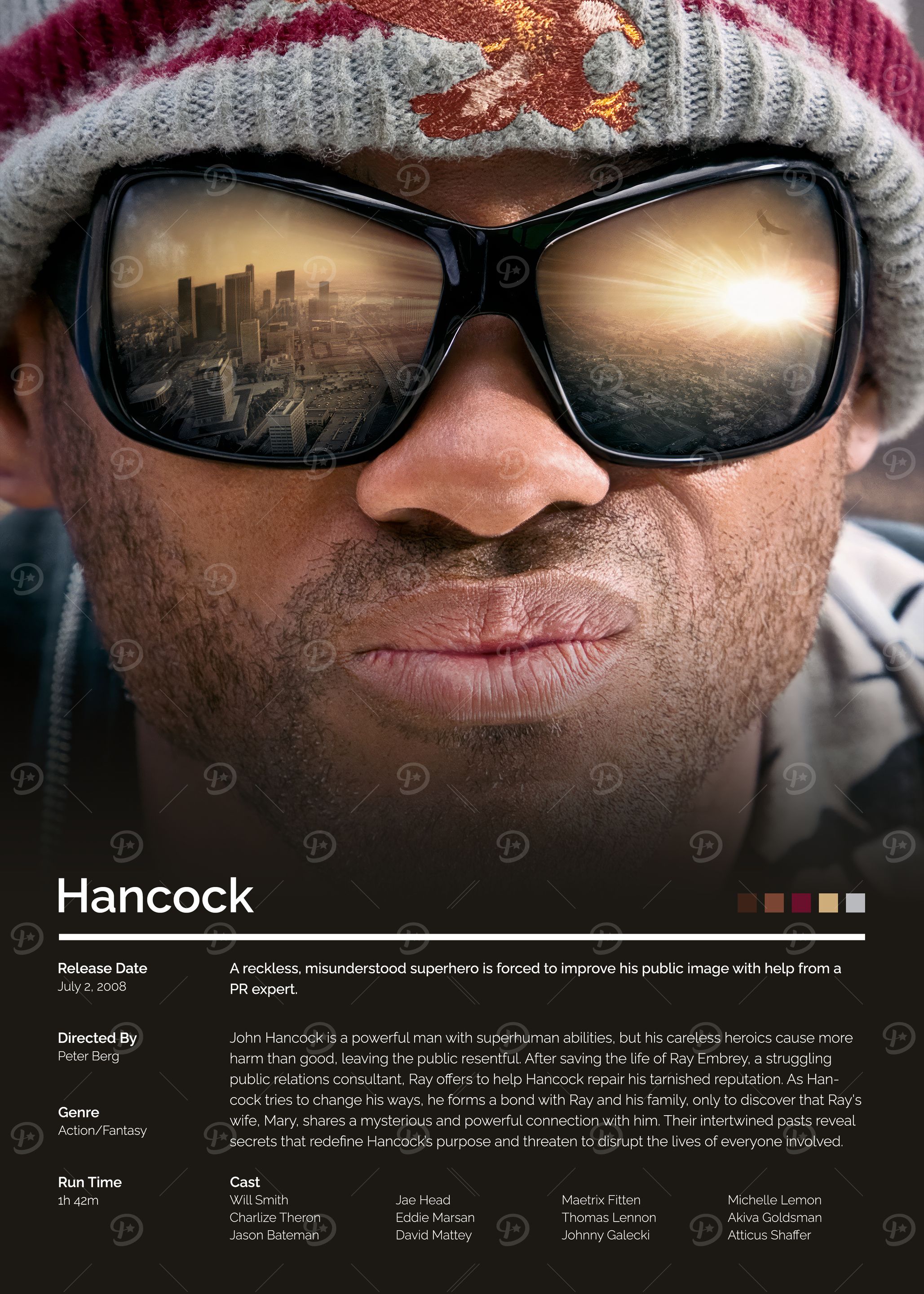 'Hancock Movie Poster' Poster, picture, metal print, paint by Five ...